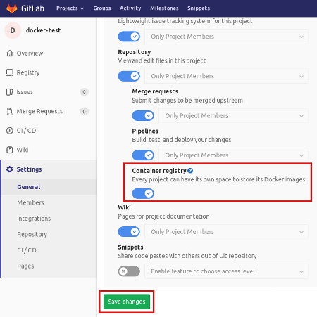 Docker-Registry im GitLab
